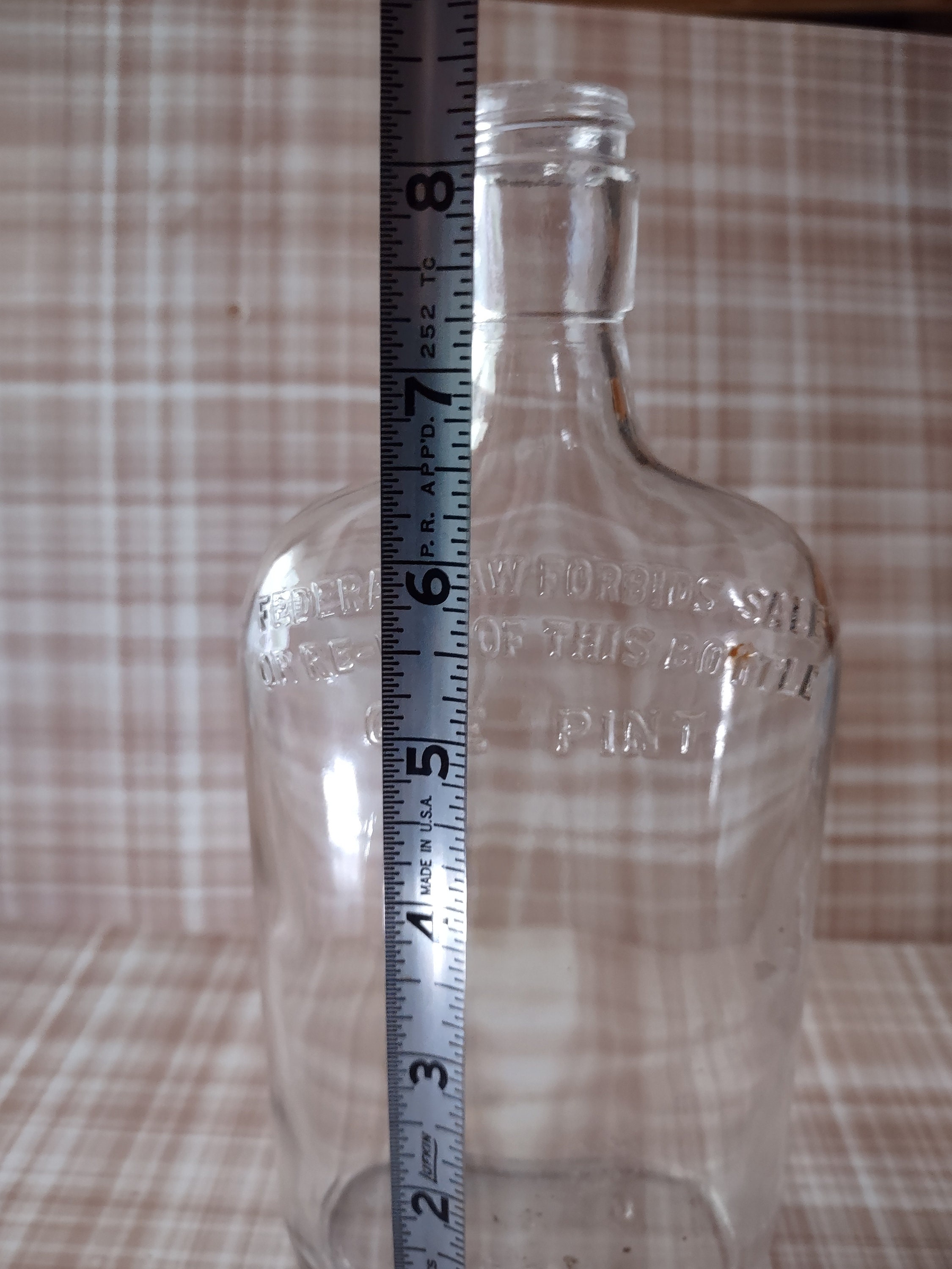 Vintage Clear Pint Liquor Bottle - Etsy