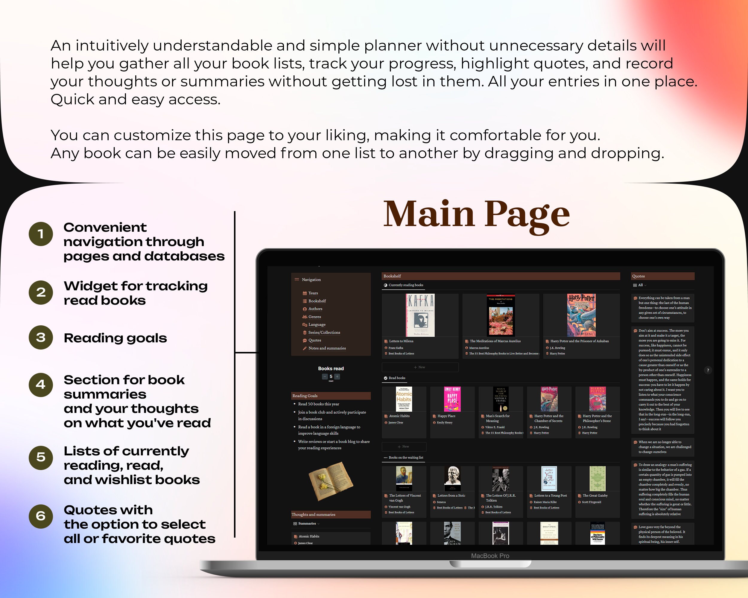 Book Tracker Notion Planner Reading Tracker Notion Dark Academia Notion ...