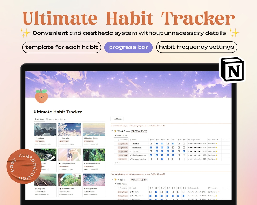 Notion Habit Tracker Notion Template Notion Dashboard Notion Life ...