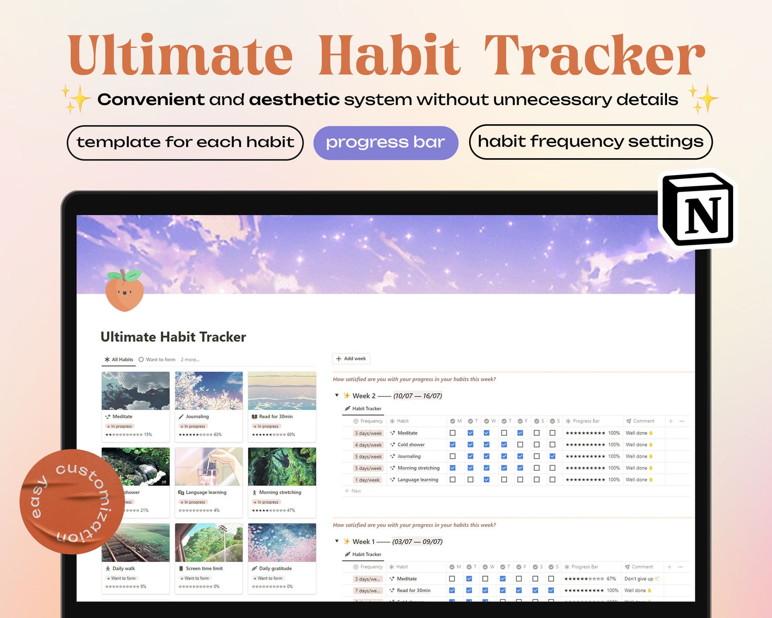 Notion Habit Tracker Notion Template Notion Dashboard Notion Life ...