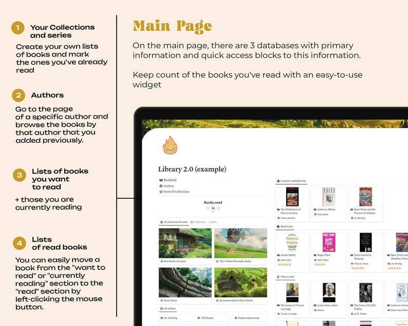 Book Tracker Notion Planner, Reading List Notion Template, Studio ...