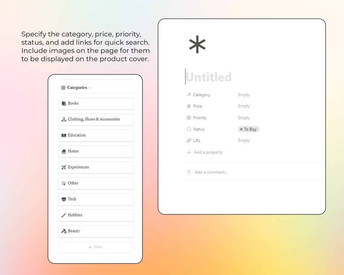 Notion Wishlist Template, Wish List Notion Template, Notion Dashboard, Notion Purchases Planner ...