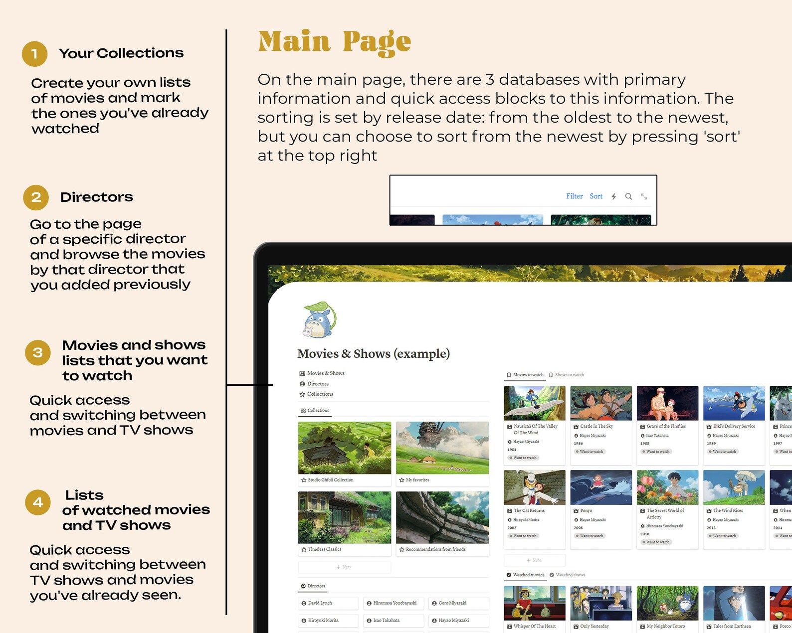 Notion Movie and Show Tracker Template, Studio Ghibli Aesthetic Notion ...