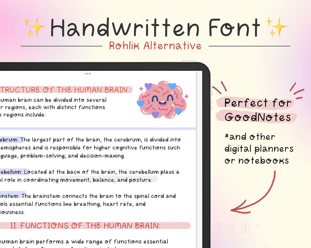 Cute Handwritten Script Font for Goodnotes, Notability, iPad and ...
