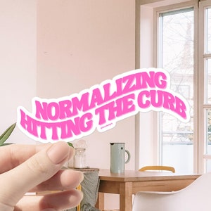 Normalizing Hitting the Curb Sticker, Funny Bad Driver Decal, Car Bumper Sticker, Pink Car Decal ...