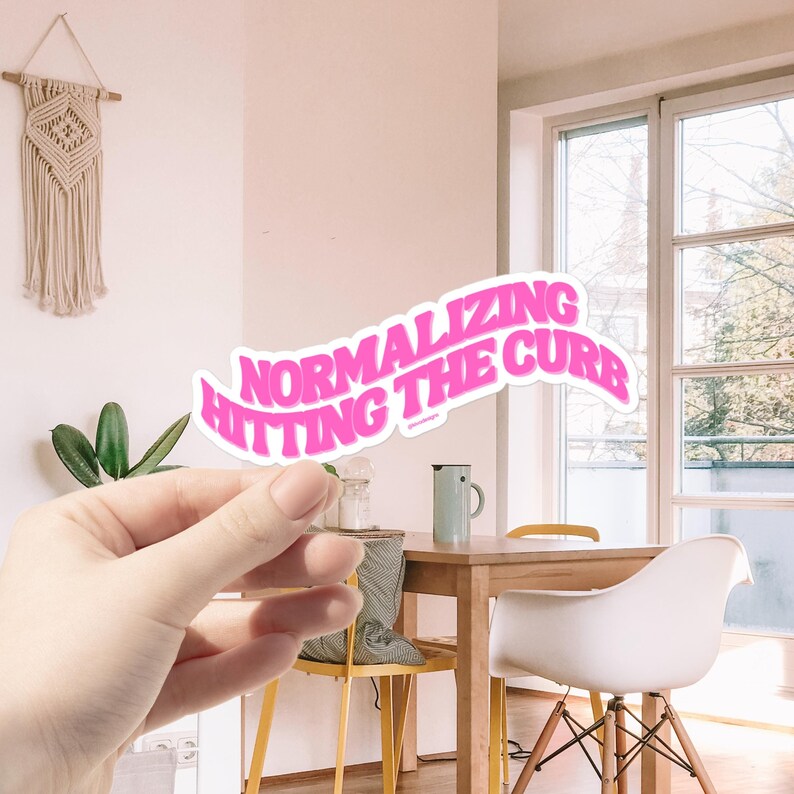 Normalizing Hitting the Curb Sticker, Funny Bad Driver Decal, Car Bumper Sticker, Pink Car Decal ...