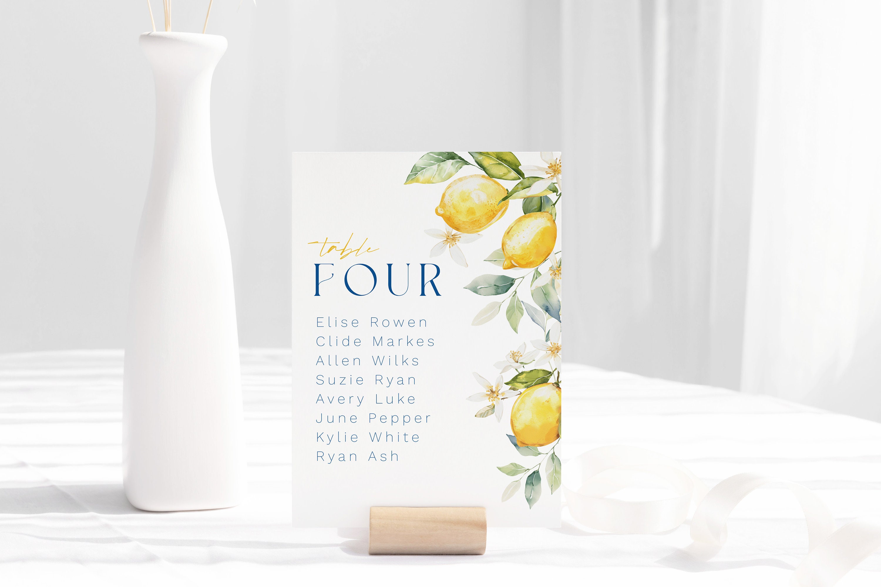 Editable Seating Chart Cards Lemon Bridal Shower Printable Amalfi Table ...