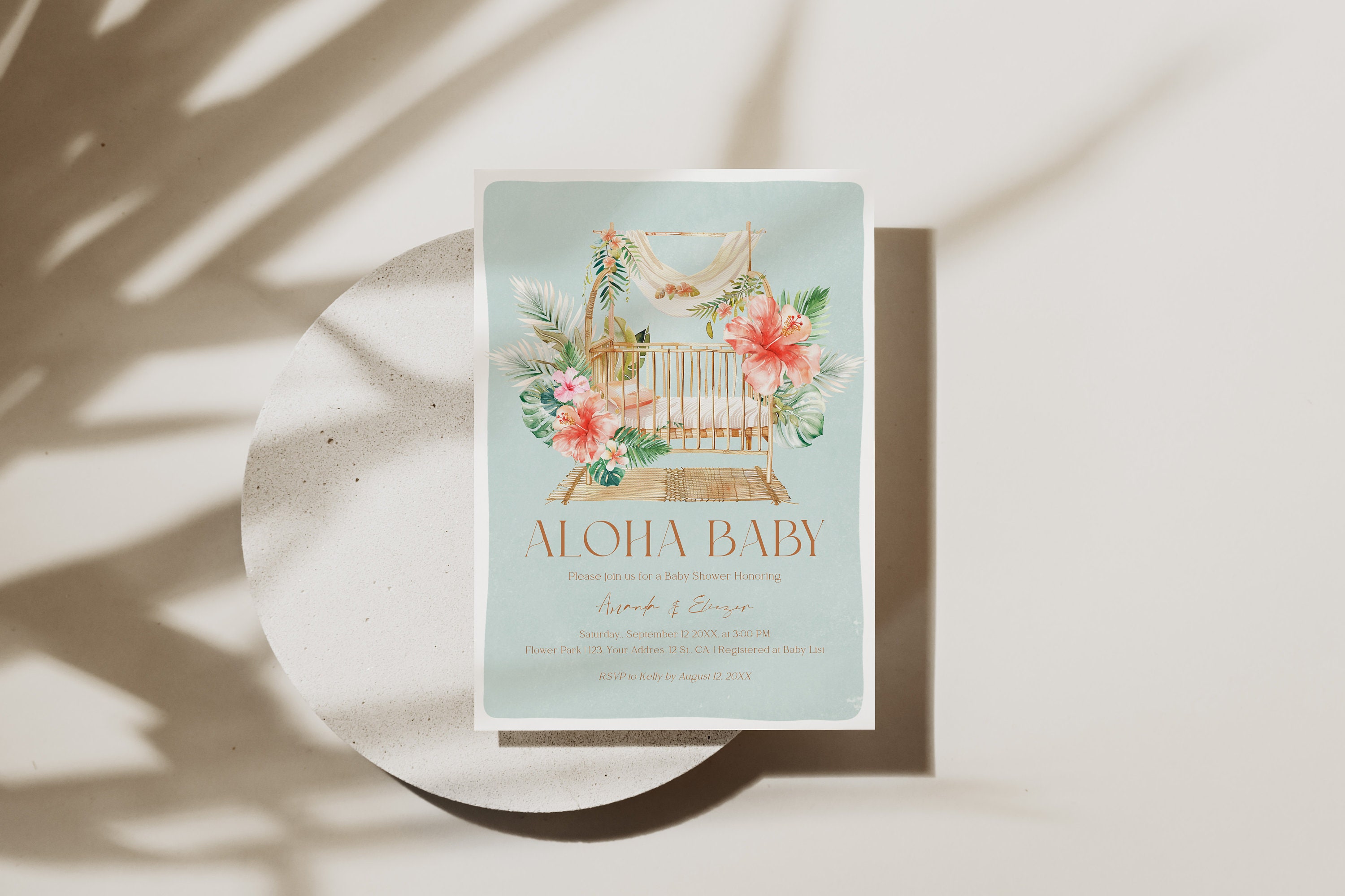 Editable Aloha Baby Shower Invitation Printable Hawaiian Baby Shower ...