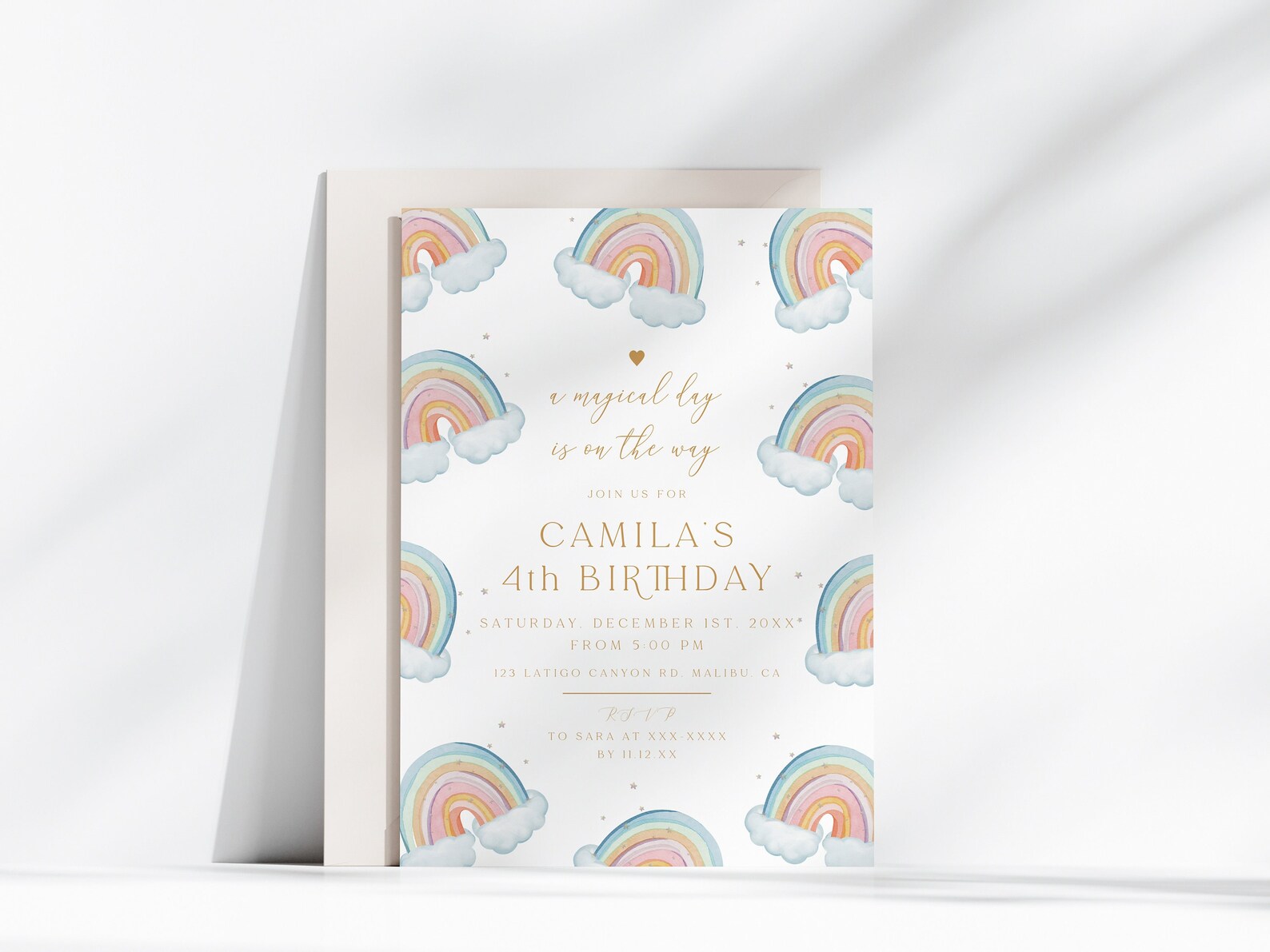Editable Birthday Rainbow Invitation Printable Colorful Rainbow and ...