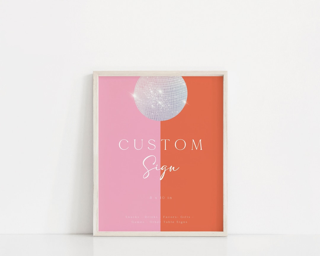 Editable Disco Ball Custom Table Sign Disco Printable 8x10 Custom Sign ...