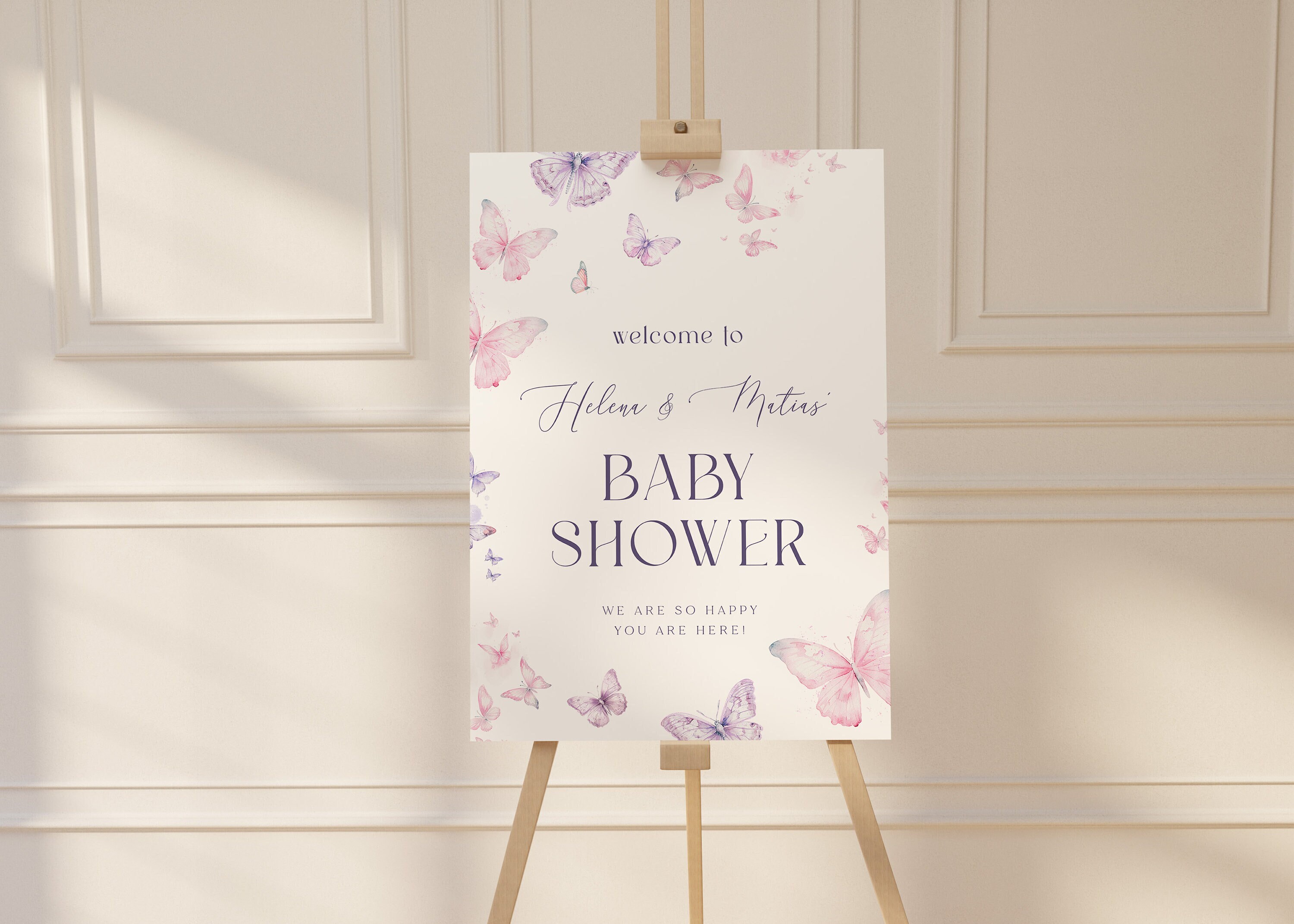 Editable Welcome Sign Butterflies Baby Shower Printable Butterfly Baby ...