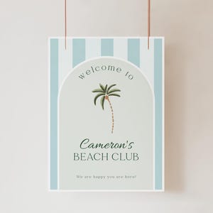 Editable Welcome Sign Beach Club Birthday Printable Cabana Theme ...