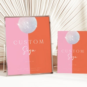 Editable Disco Ball Custom Table Sign Disco Printable 8x10 Custom Sign ...