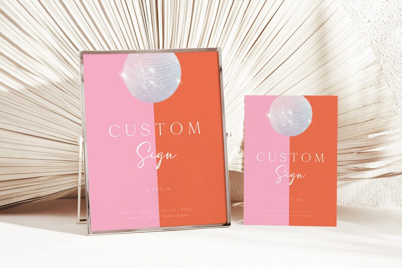 Editable Disco Ball Custom Table Sign Disco Printable 8x10 Custom Sign ...
