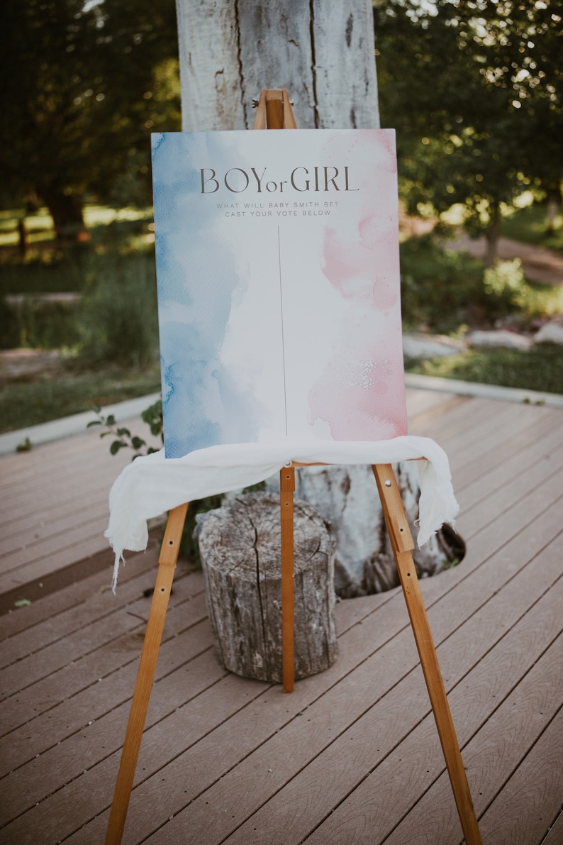 Editable Boy or Girl Gender Voting Sign Gender Reveal Baby Gender ...