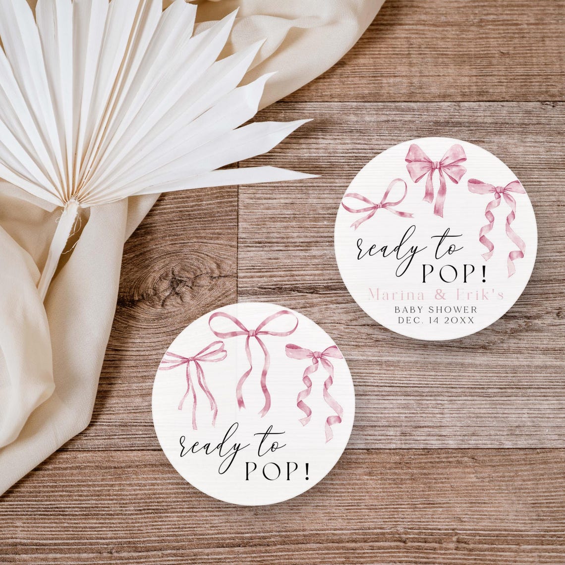 Editable Popcorn Label Printable Ready to Pop Coquette Bow Sticker ...