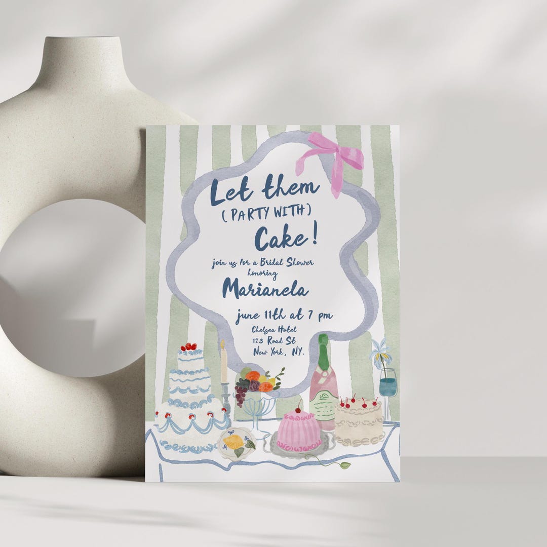Editable Colorful Cakes Bridal Shower Invitation Printable Han-drawn ...