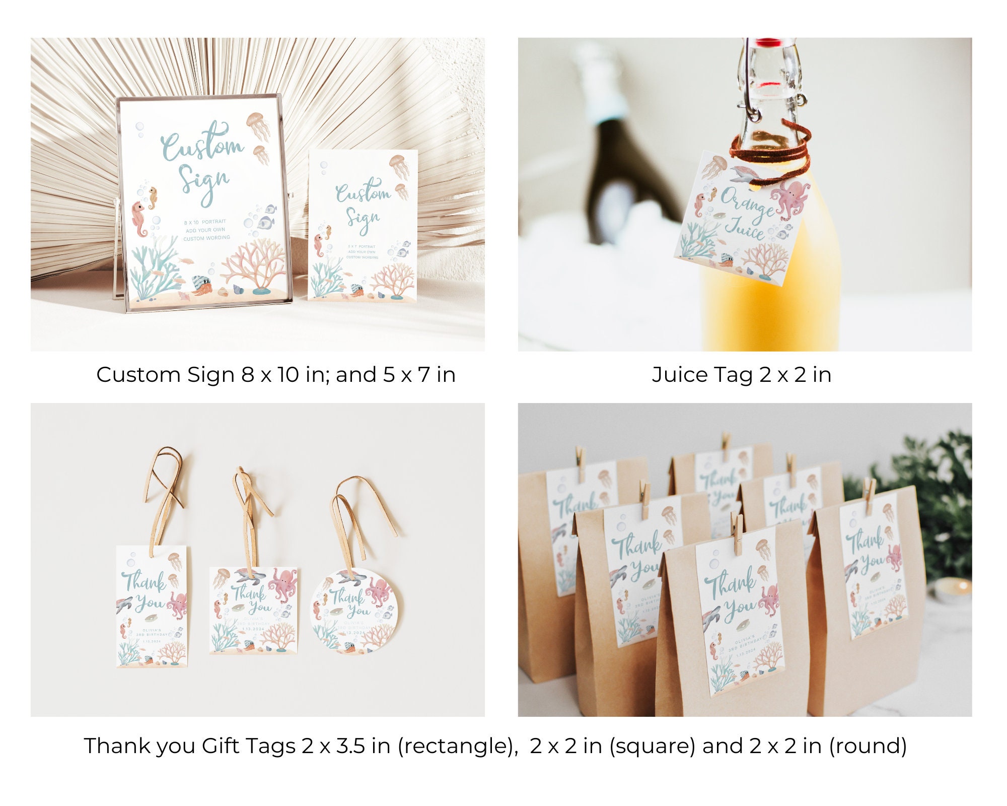 Editable Under the Sea Birthday Bundle Printable Invitation and Party ...