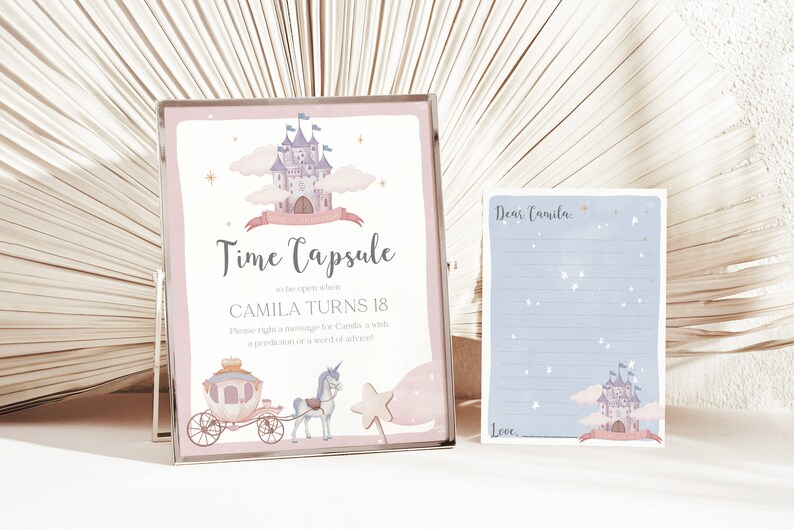 Editable Princess Time Capsule With Note Cards Printable Castle and ...