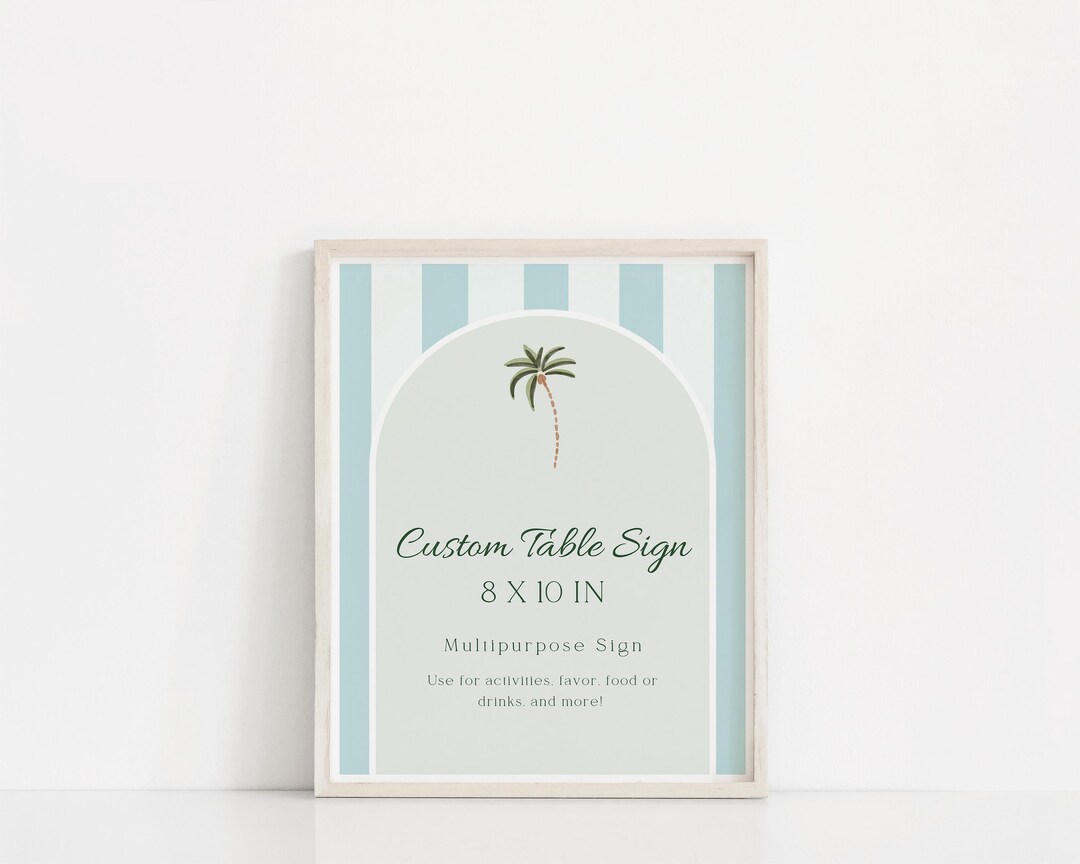 Editable Table Sign Beach Club Birthday Printable Cabana Theme Birthday ...