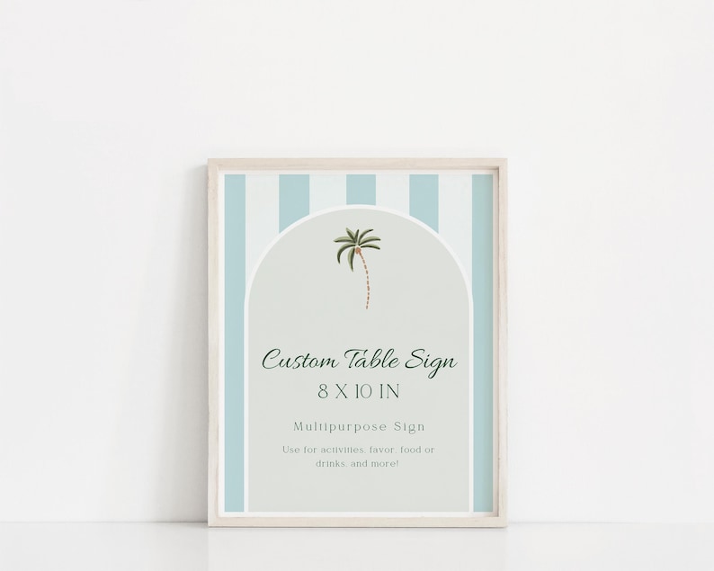 Editable Table Sign Beach Club Birthday Printable Cabana Theme Birthday ...