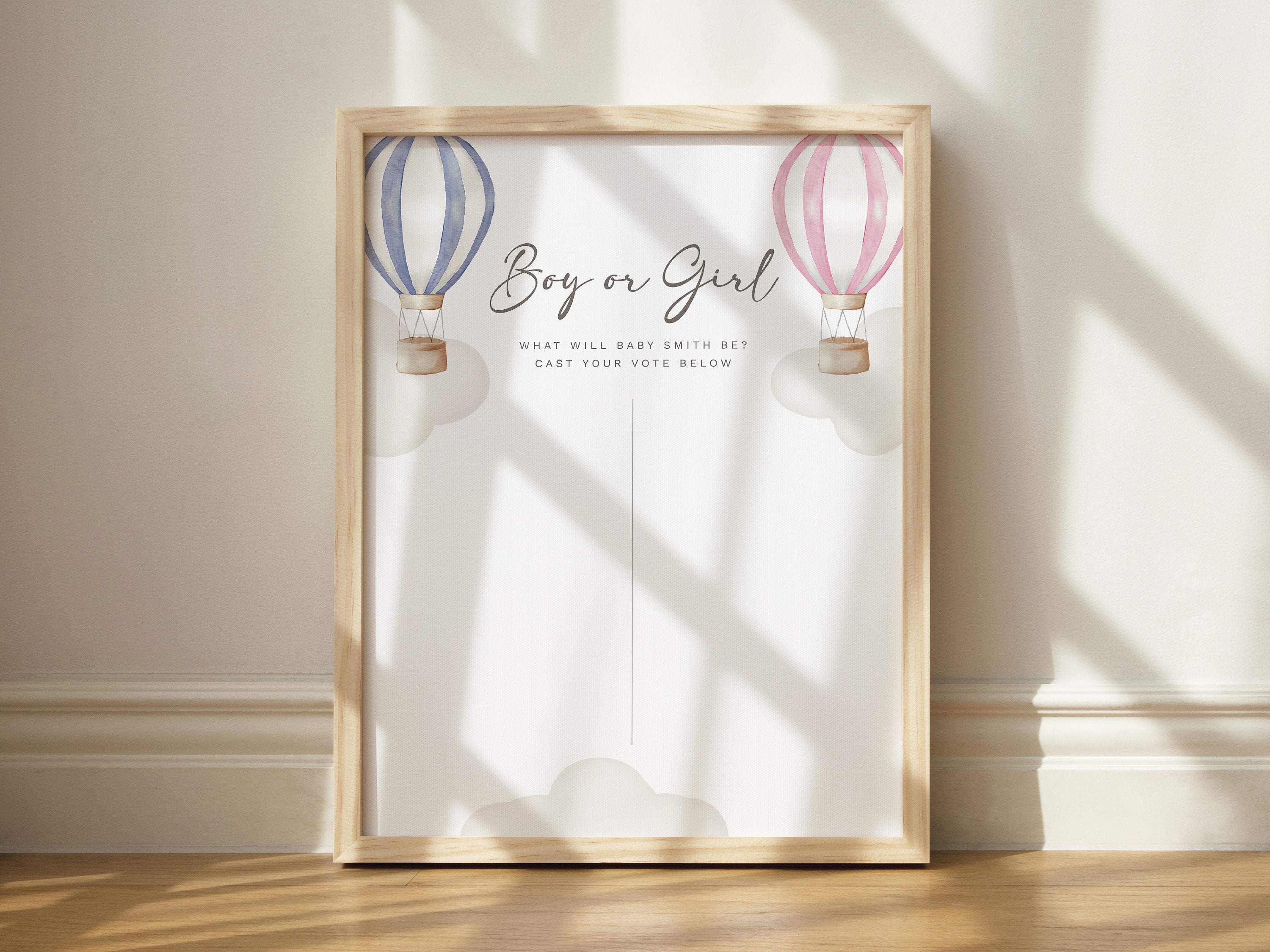 Printable Gender Reveal Voting Poster Editable Template Hot Air ...