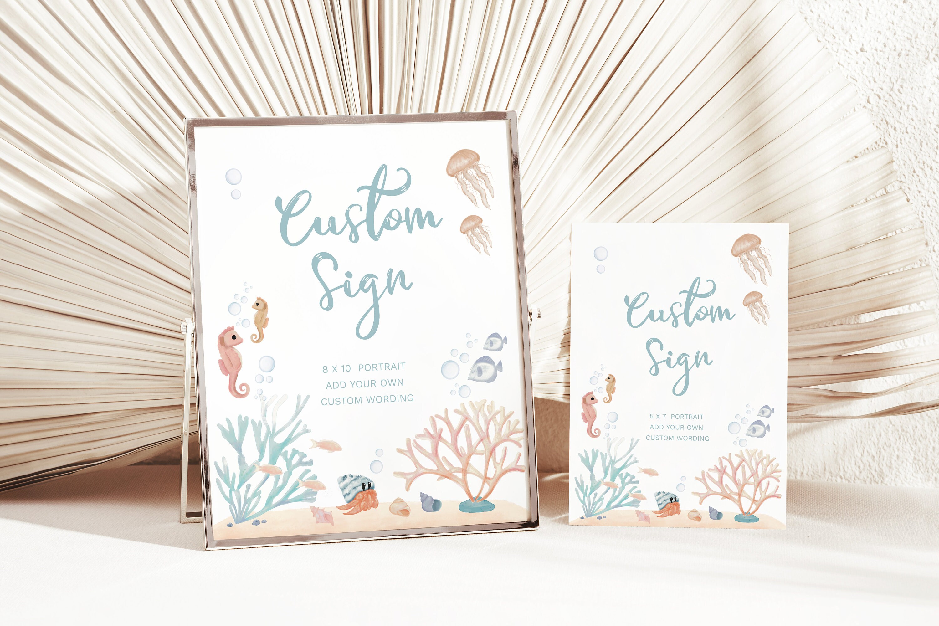 Editable Under the Sea Birthday Table Sign Template Printable Table ...