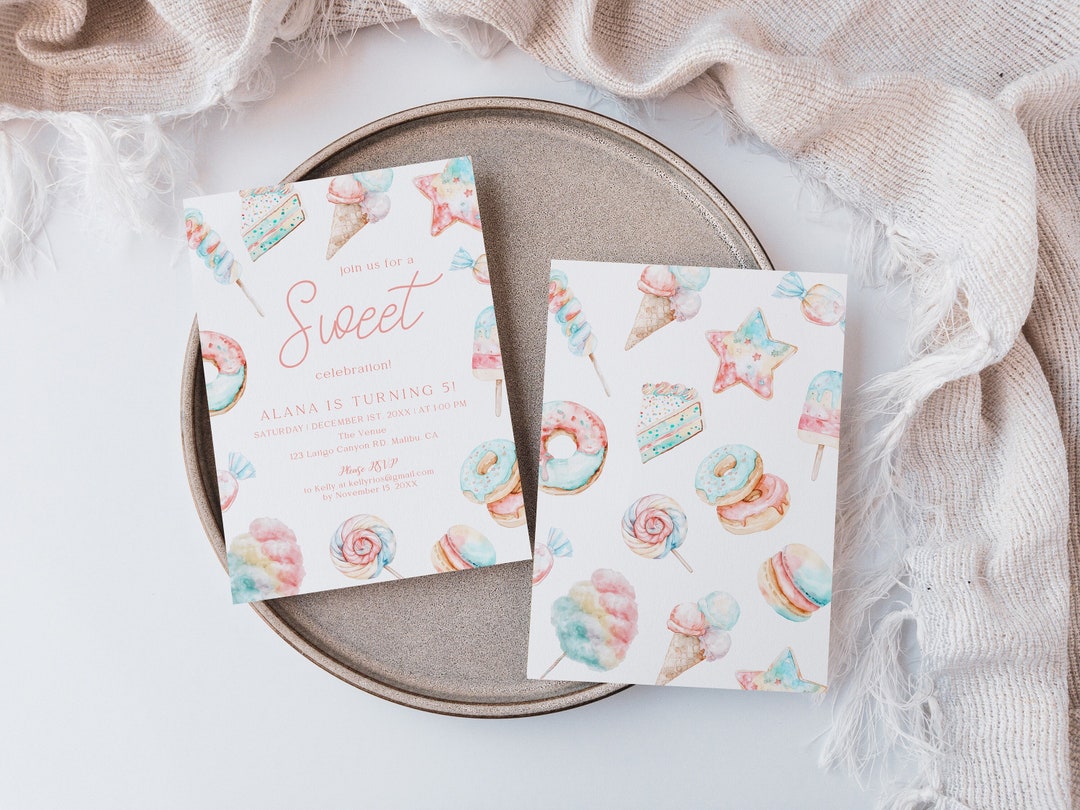 Editable Sweet Celebration Birthday Girl Invitation Printable Candyland ...