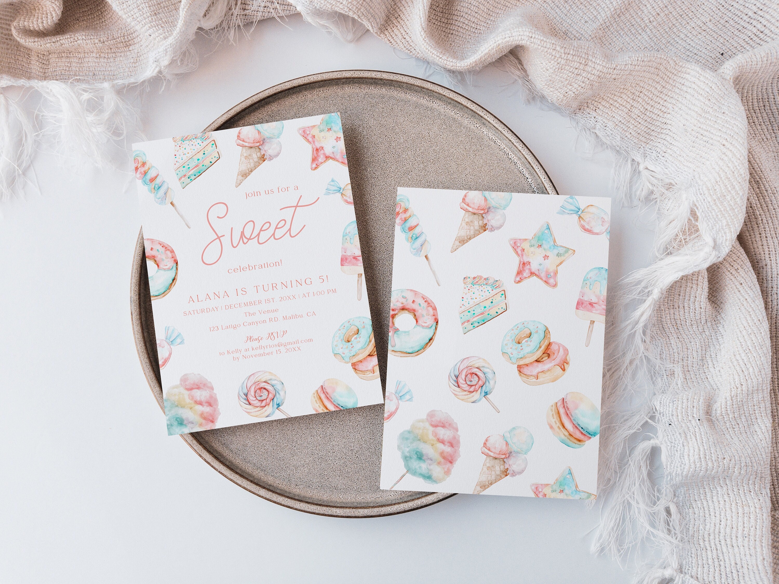 Editable Sweet Celebration Birthday Girl Invitation Printable Candyland ...