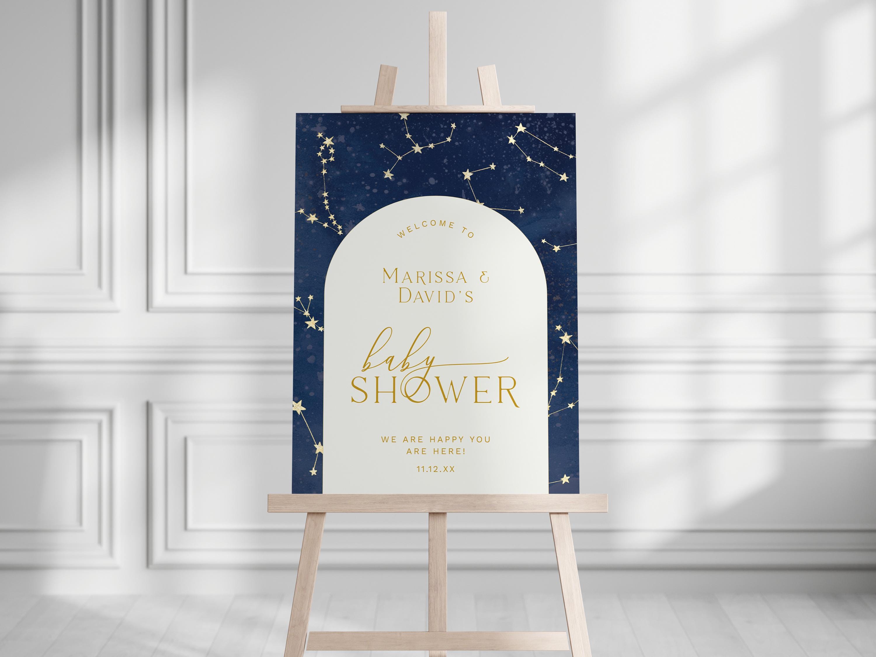 Editable Celestial Welcome Sign Baby Shower Printable Starry Night Baby ...