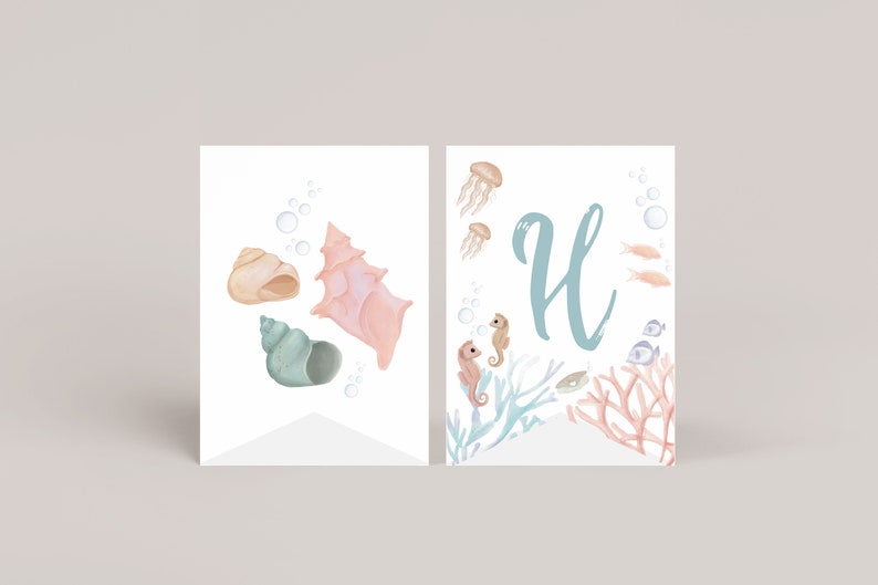 Editable Under the Sea Birthday Flags Printable Ocean Happy Birthday ...