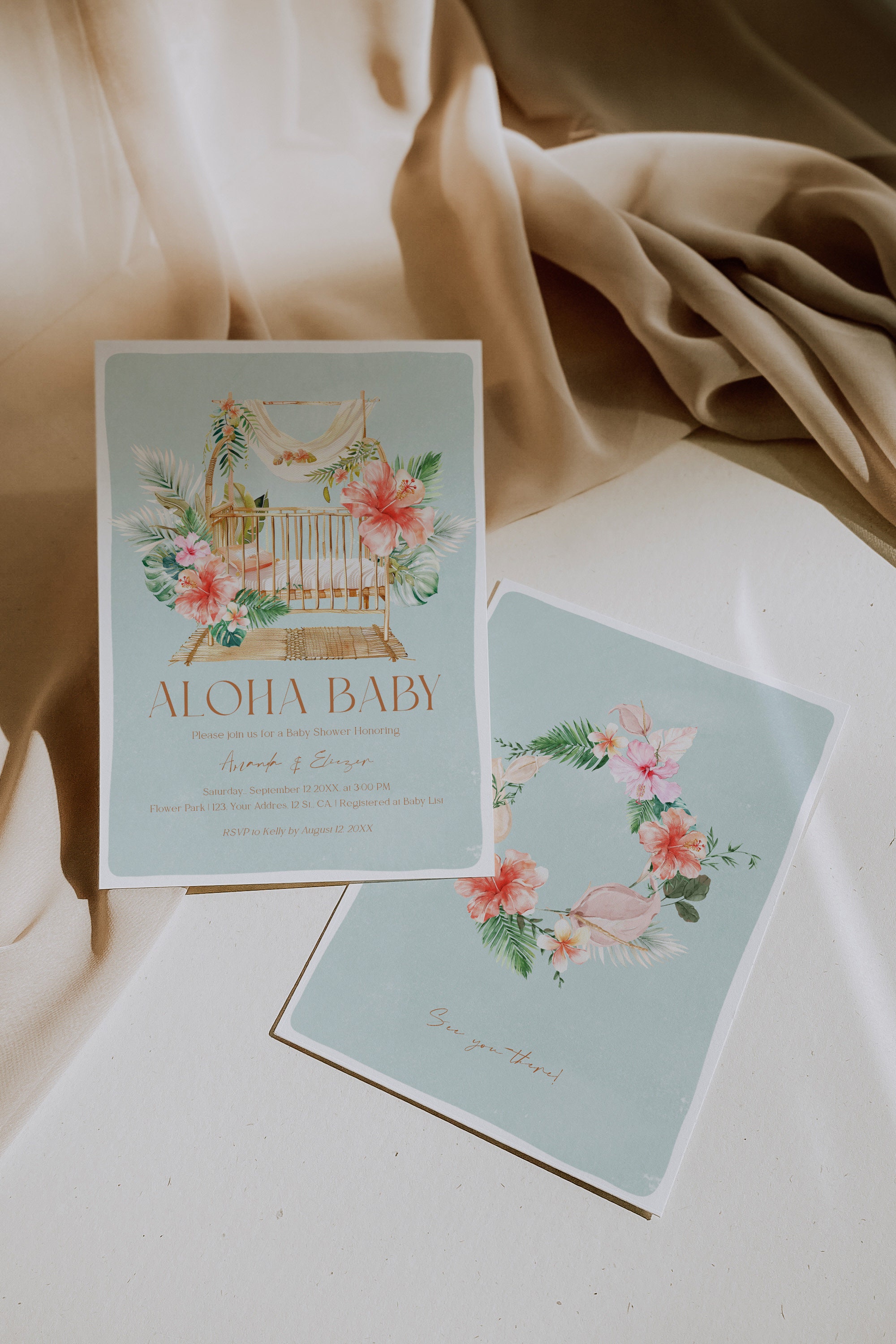 Editable Aloha Baby Shower Invitation Printable Hawaiian Baby Shower ...