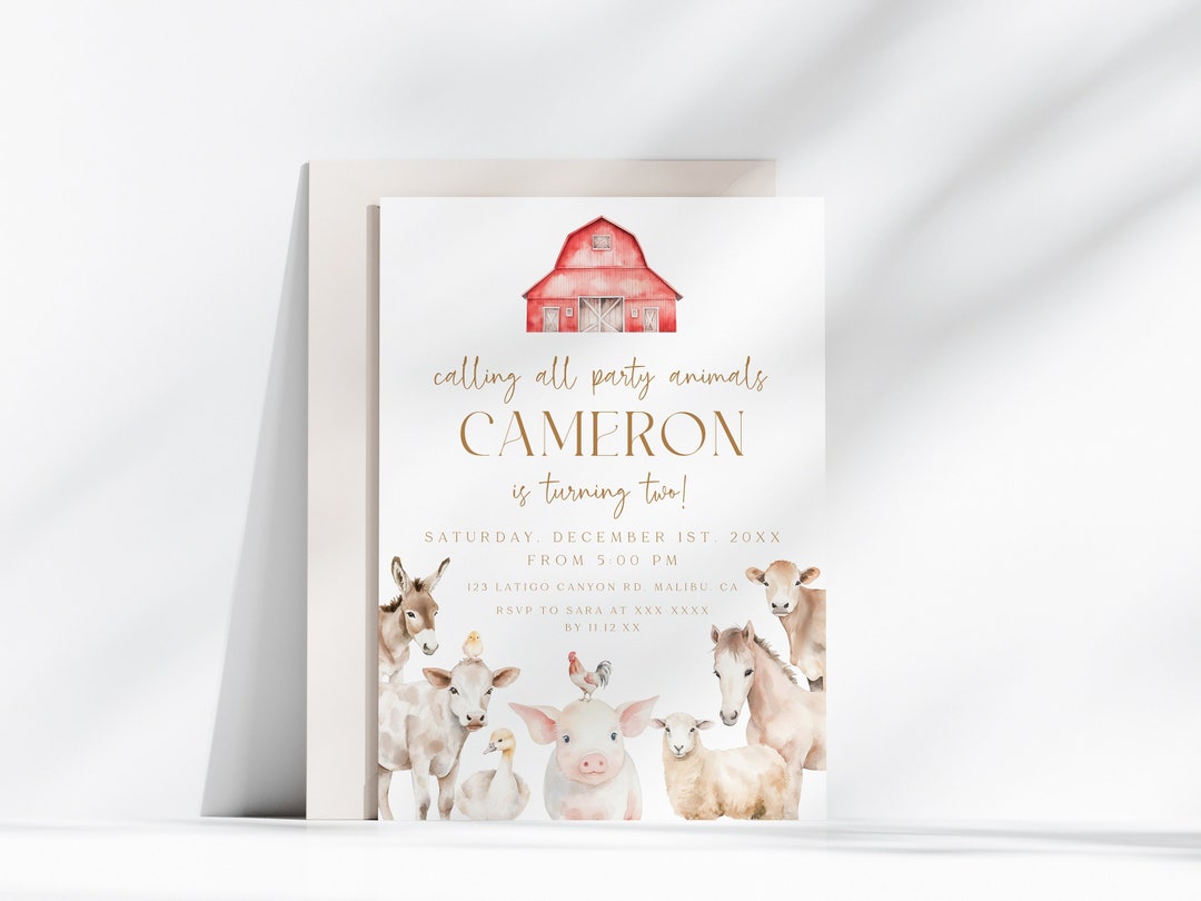 Editable Farm Land Invitation Printable Four Birthday Invite Template ...