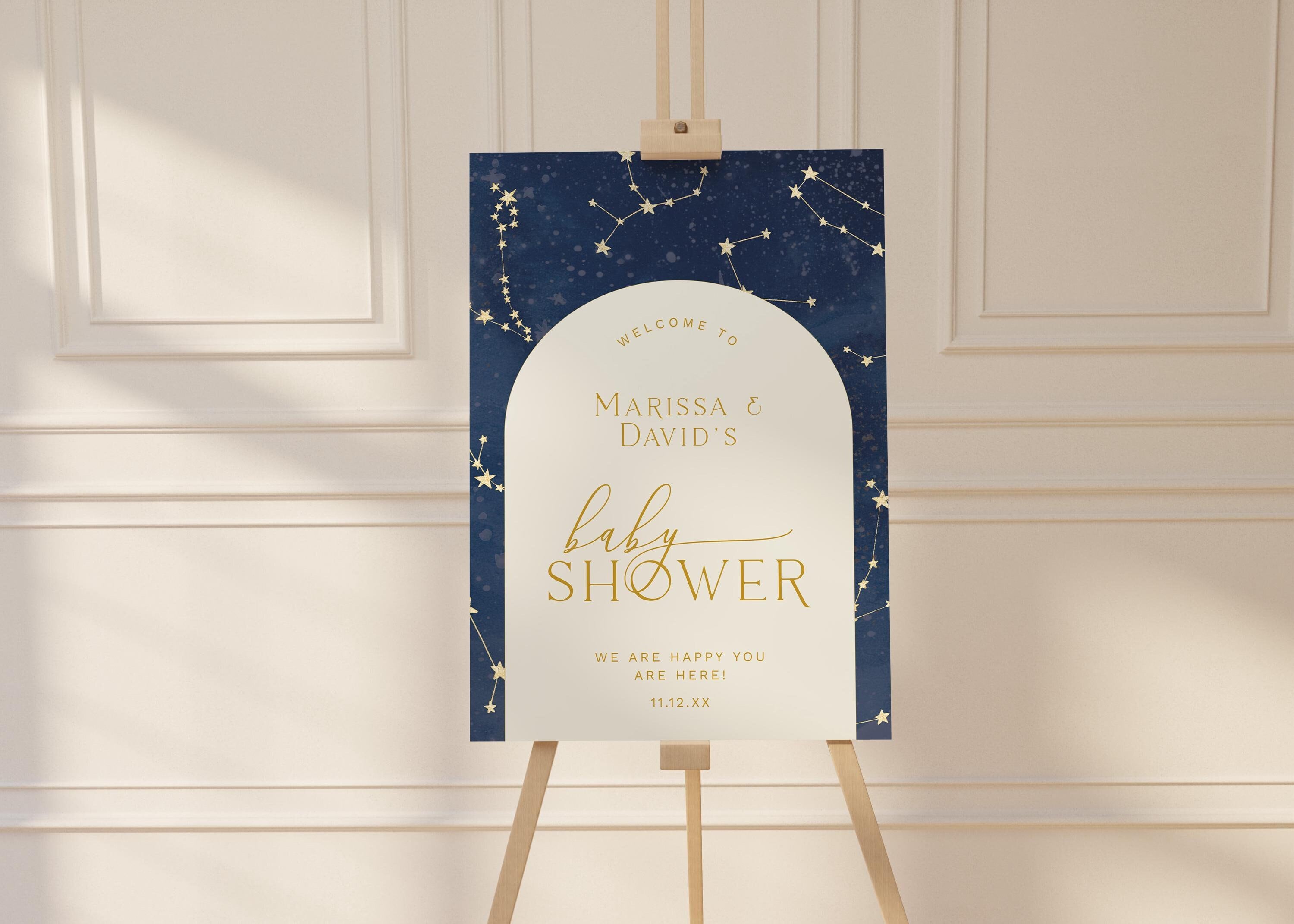 Editable Celestial Welcome Sign Baby Shower Printable Starry Night Baby ...