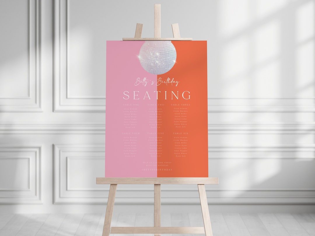 Editable Seating Chart Disco Party Custom Seating Plan Retro 70's ...