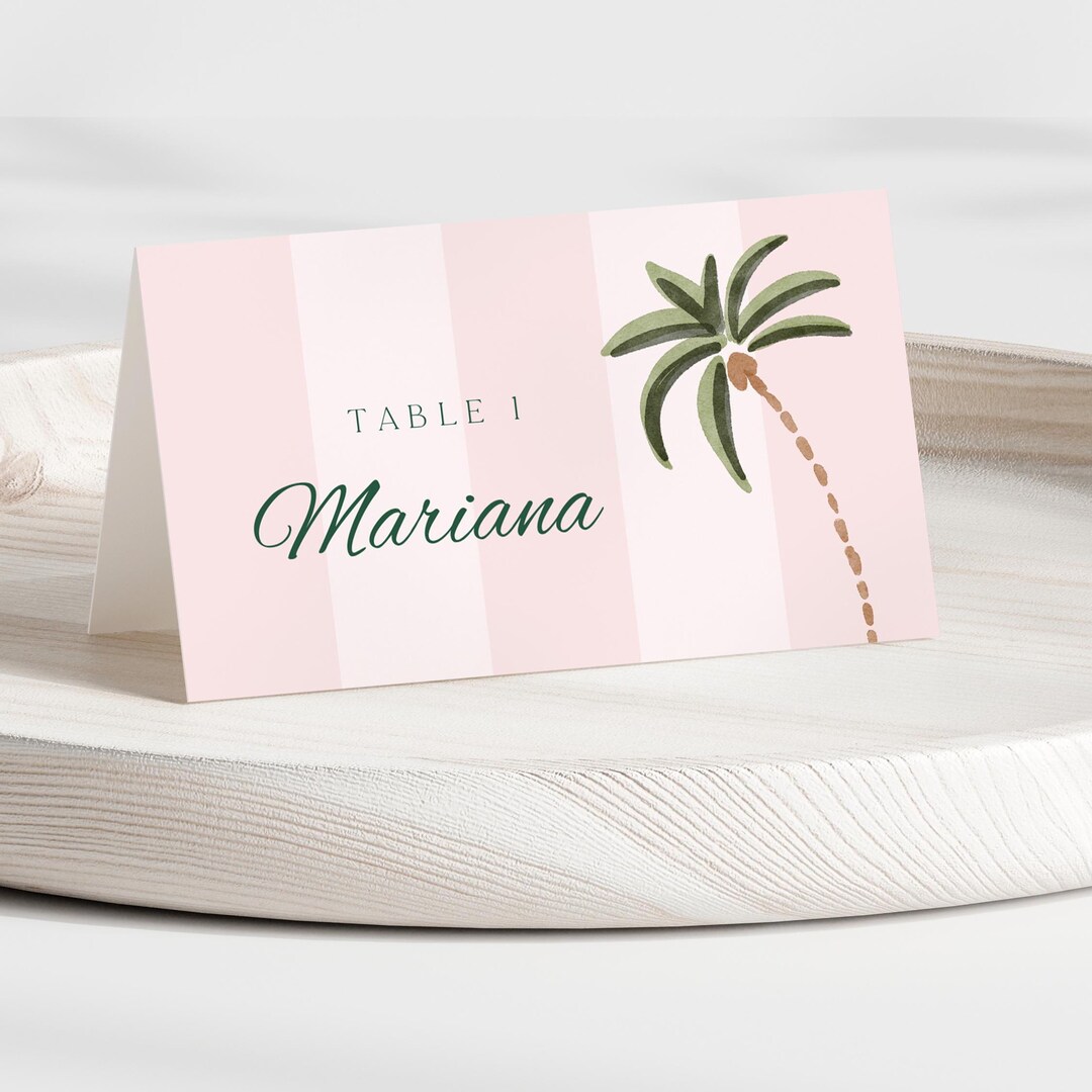 Editable Placement Card West Palm Springs Bachelorette Printable Bridal ...