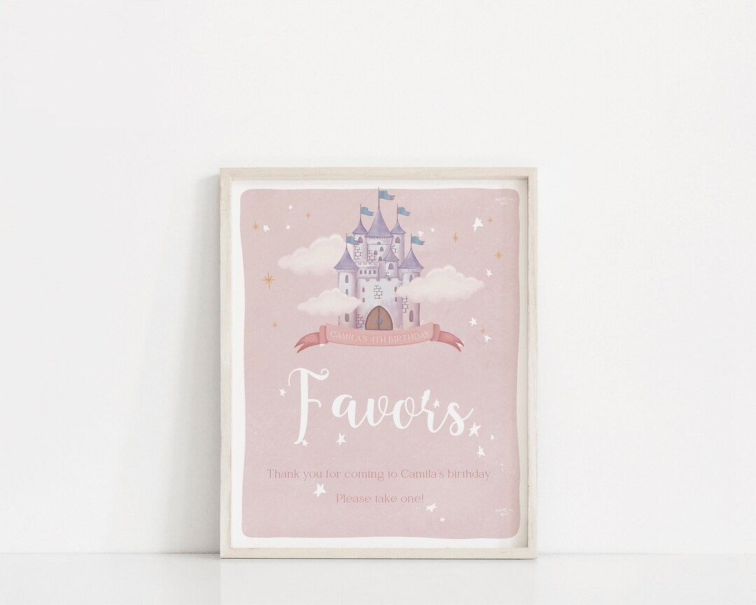 Editable Princess Favor Table Sign Fairy Tale Printable Princess Favor ...