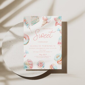 Editable Sweet Celebration Birthday Girl Invitation Printable Candyland ...