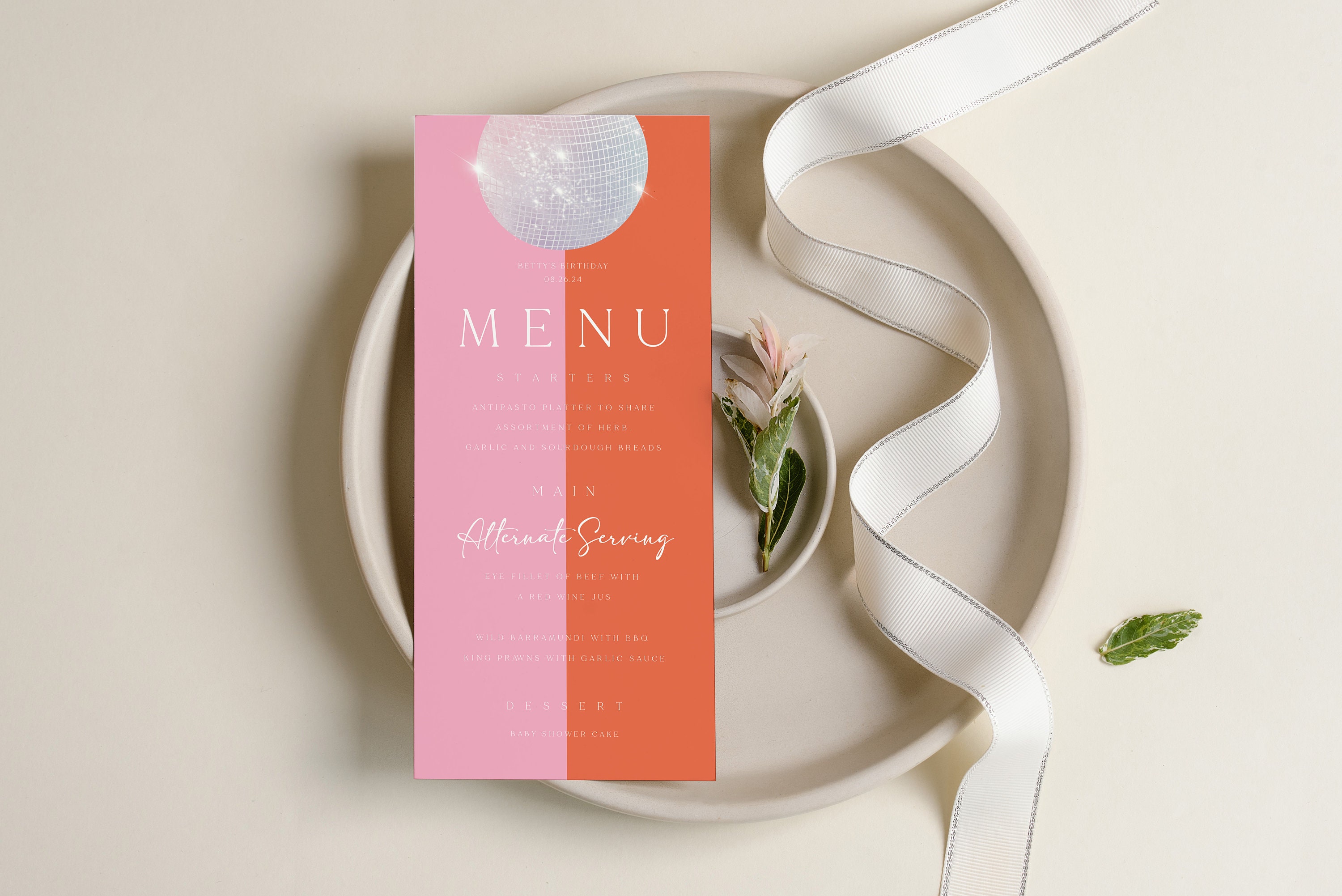 Editable Disco Menu Card Disco Printable 70's Theme Table Menu Card ...