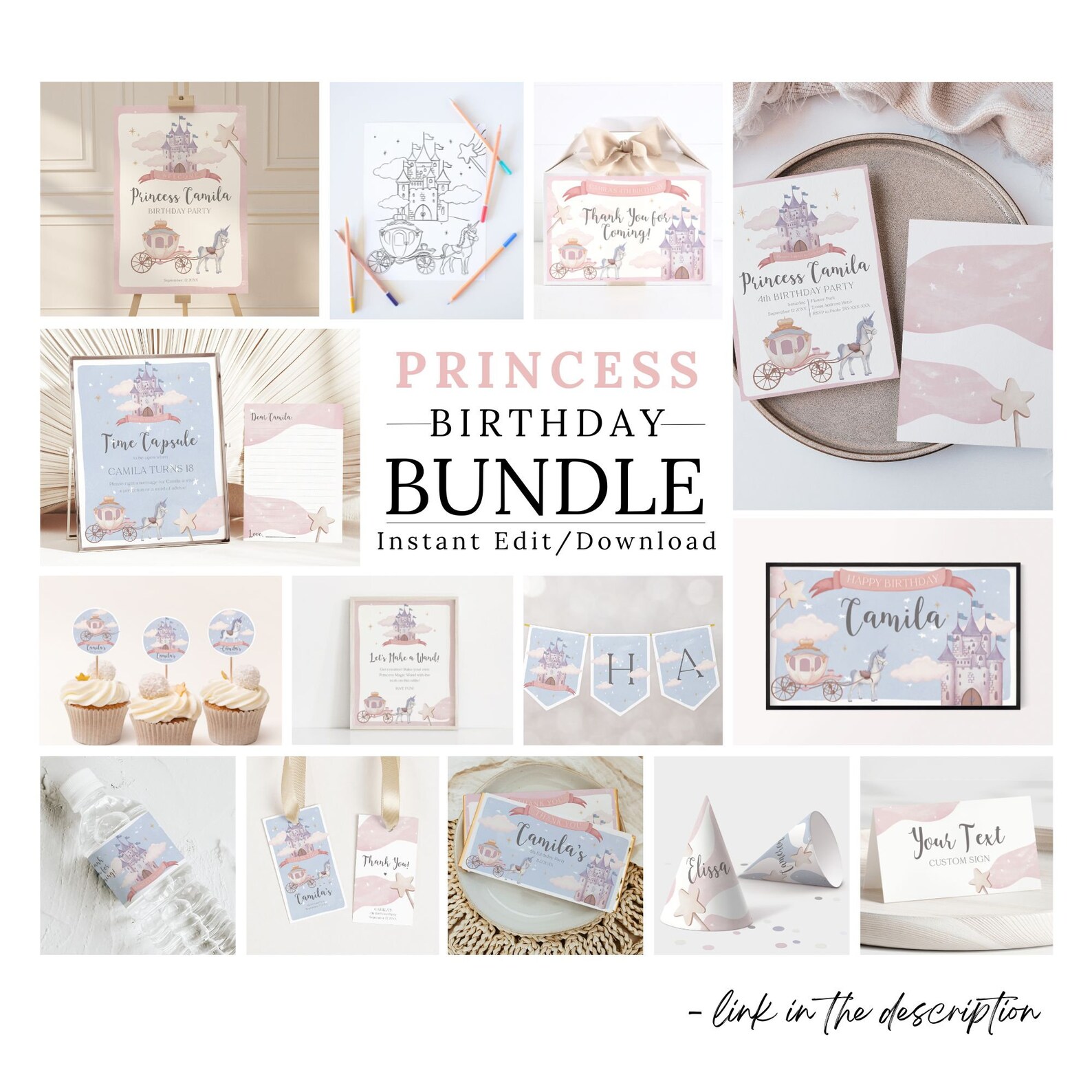 Printable Seating Chart Princess Birthday Editable Seating Plan Custom ...