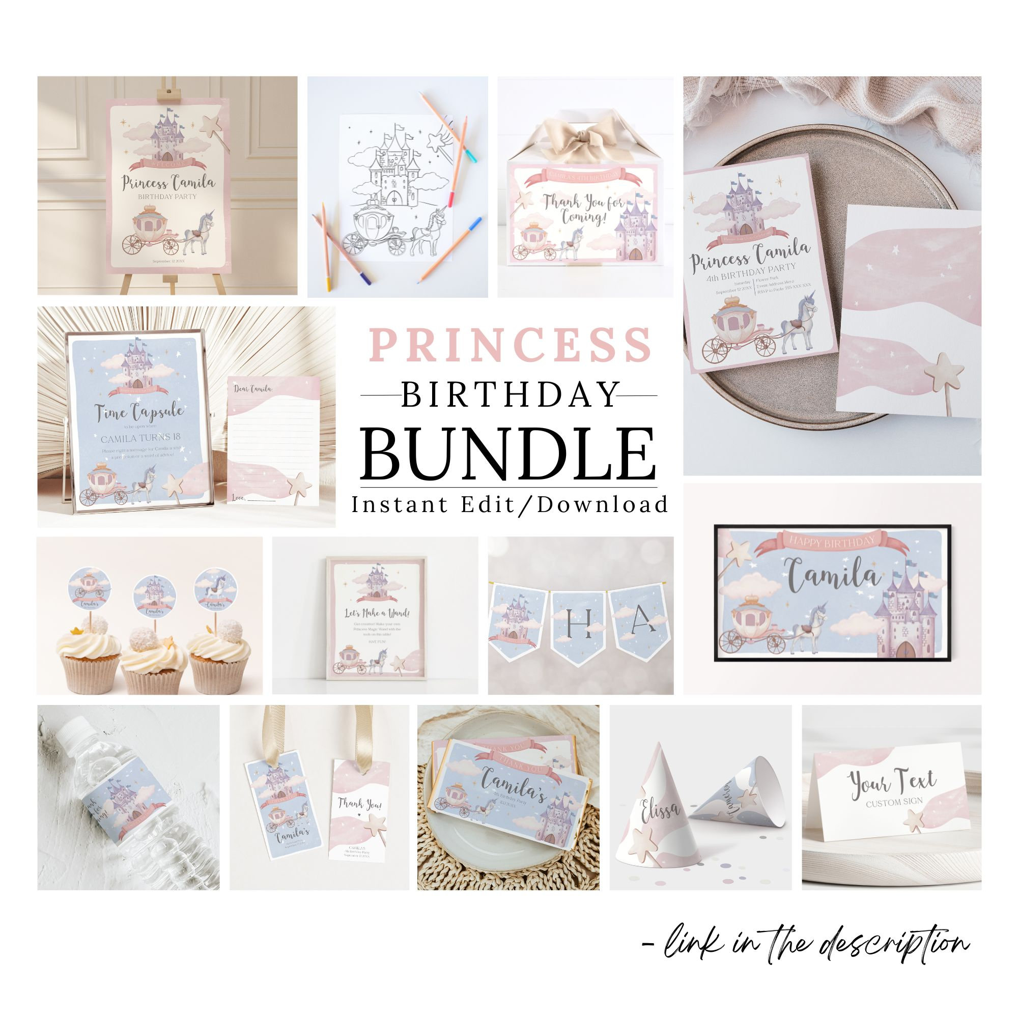 Printable Seating Chart Princess Birthday Editable Seating Plan Custom ...