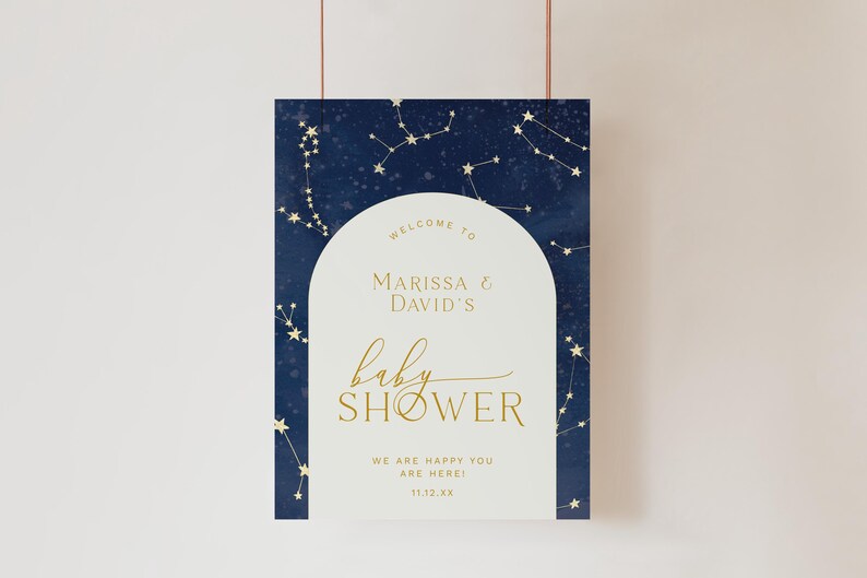 Editable Celestial Welcome Sign Baby Shower Printable Starry Night Baby ...