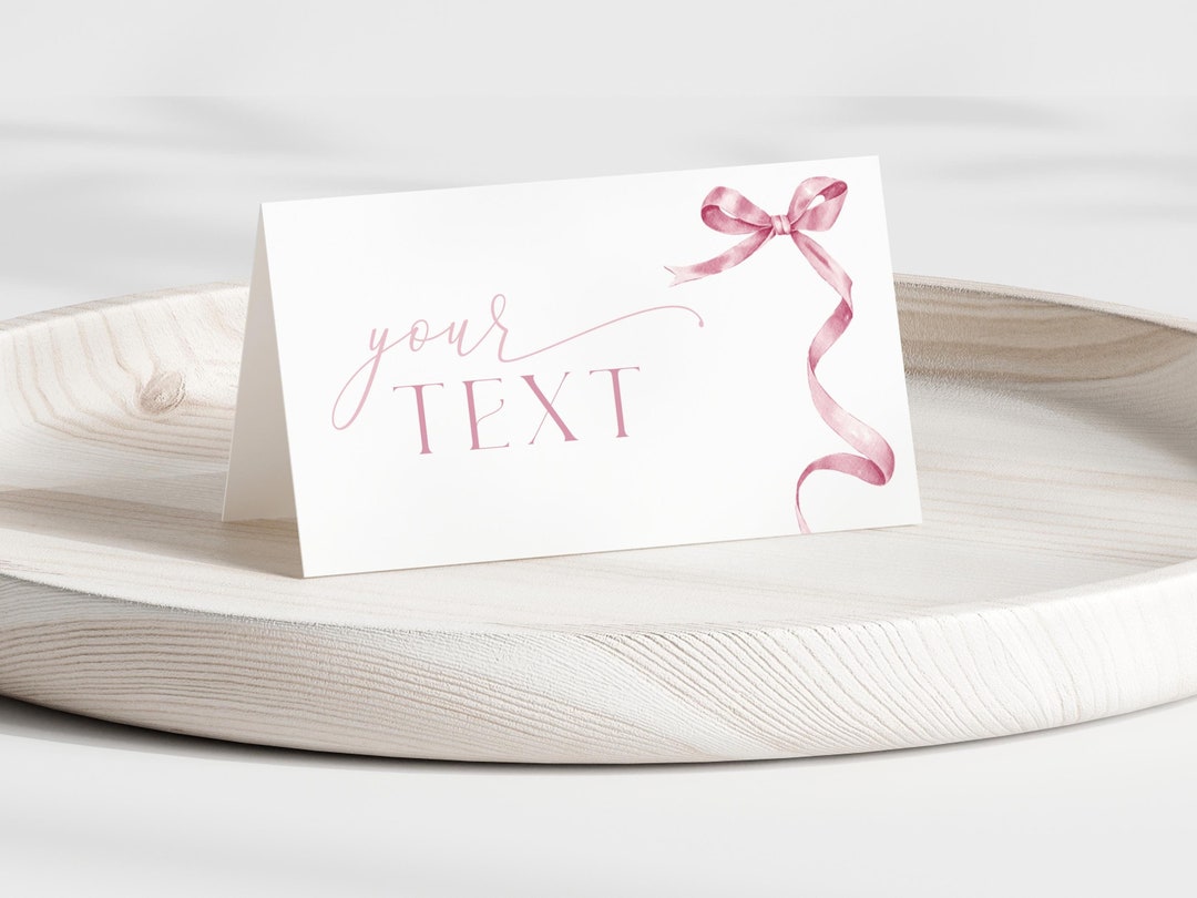 Editable Coquette Theme Food Label Printable Pink Bow Placement Card ...