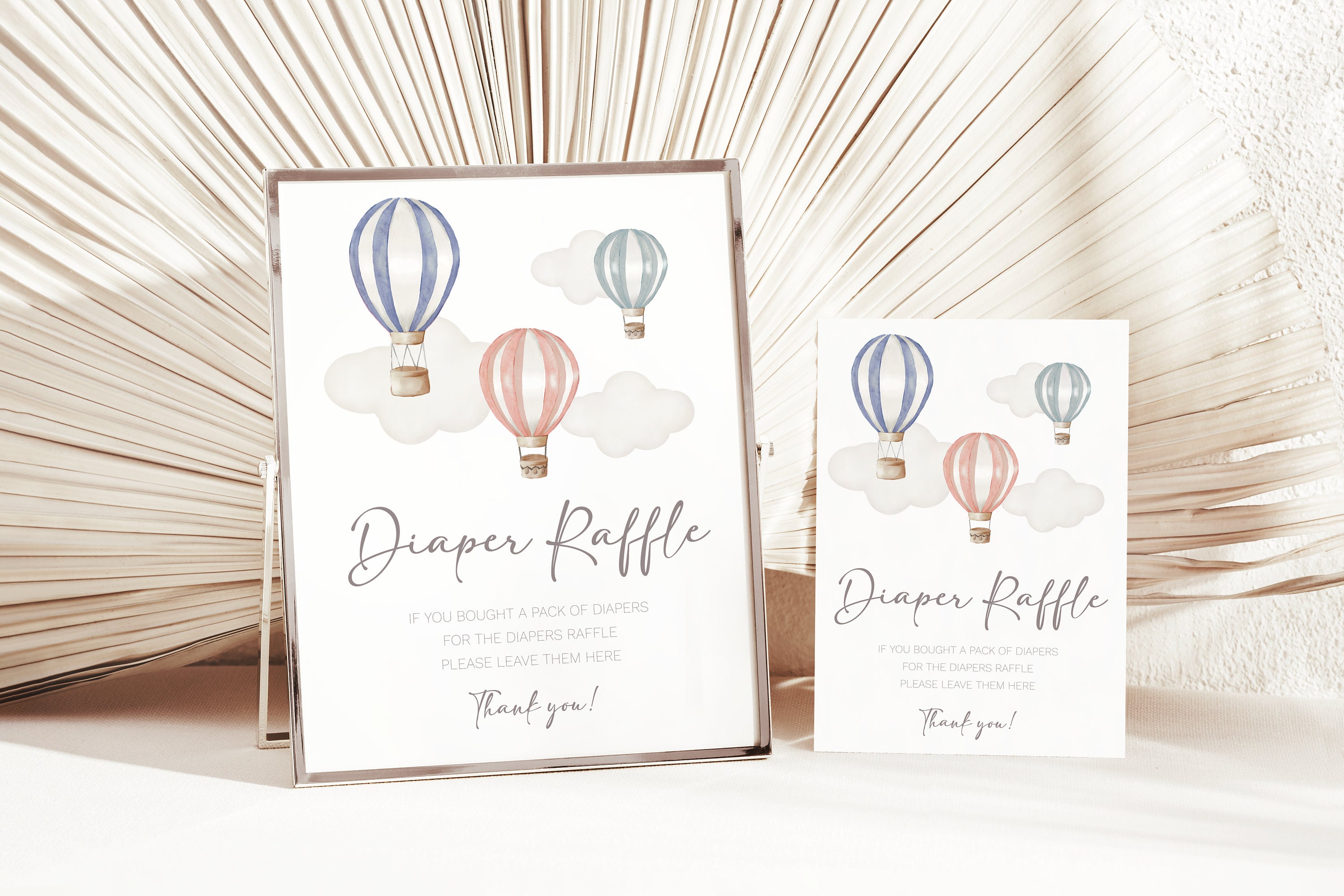 Editable Diaper Raffle Baby Shower Table Sign Printable Hot Air Balloon ...