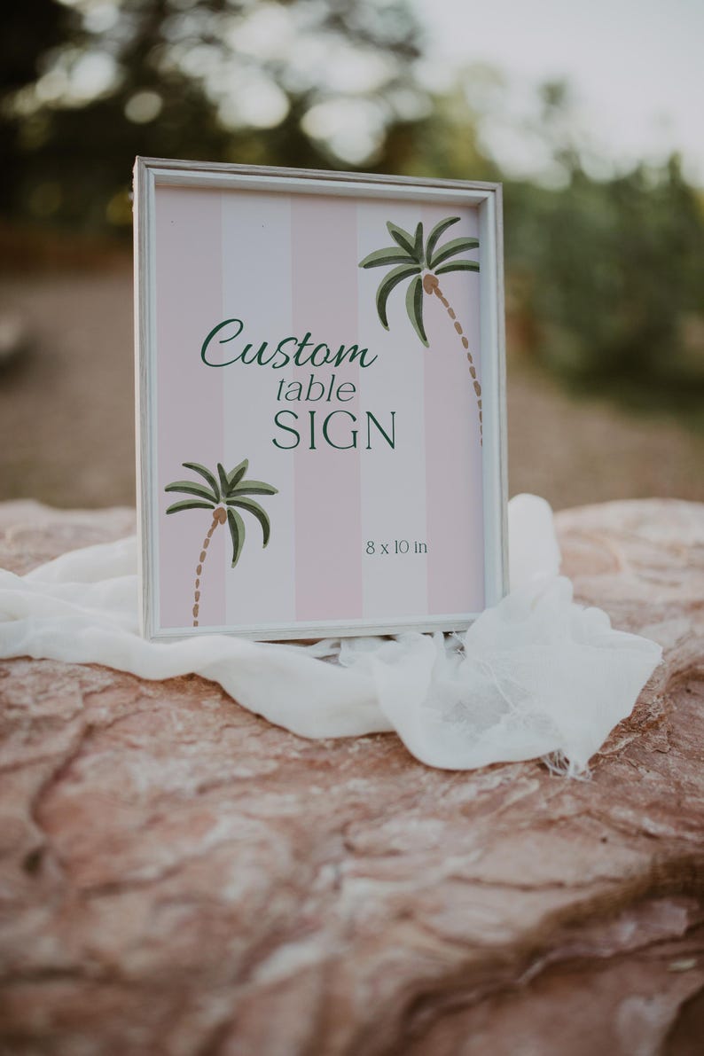 Editable Cabana Table Sign Beach Club Birthday Custom Sign Printable ...