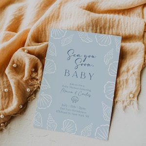 Editable Sea You Soon Baby Shower Invitation Printable Coastal Gender ...