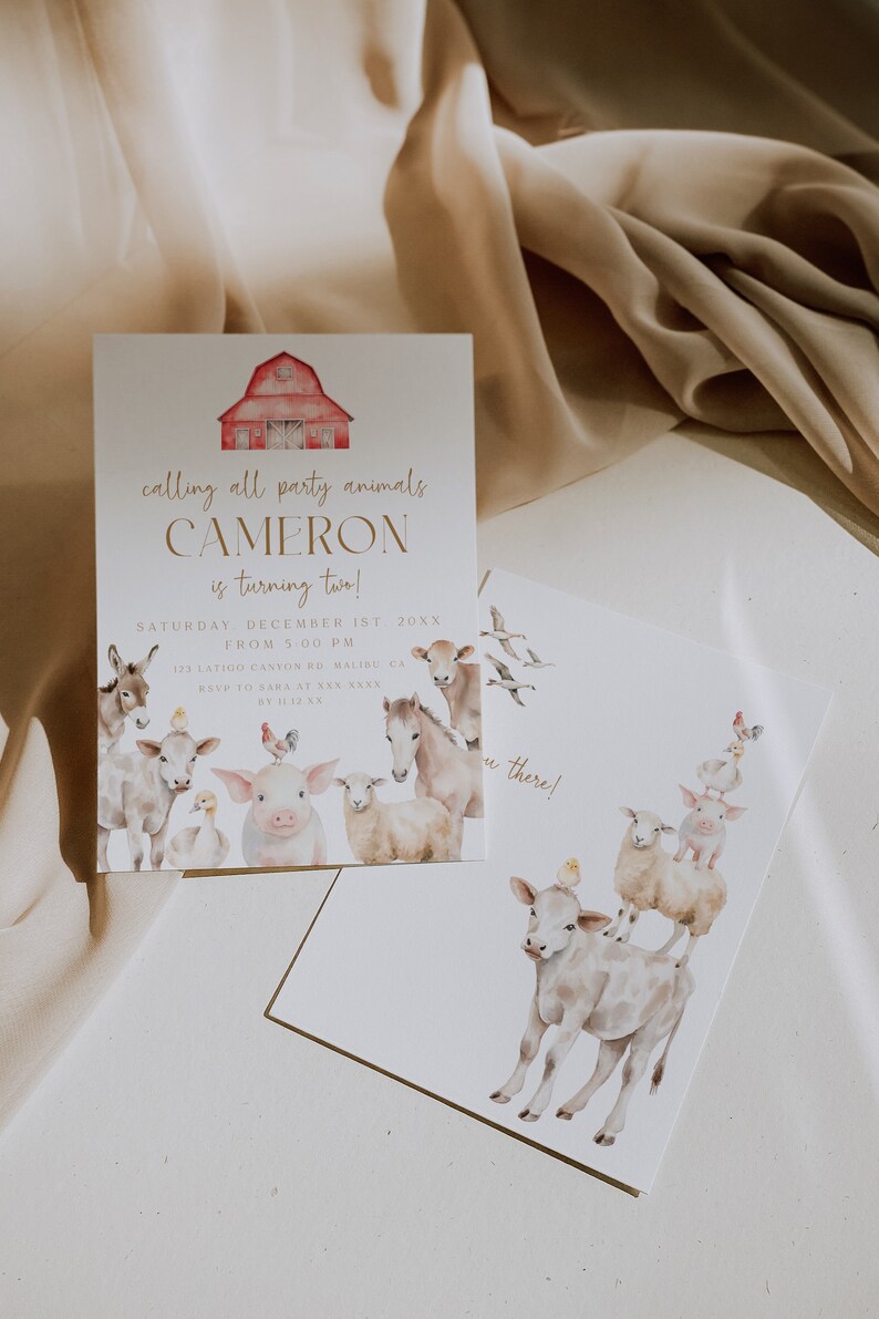 Editable Farm Land Invitation Printable Four Birthday Invite Template ...