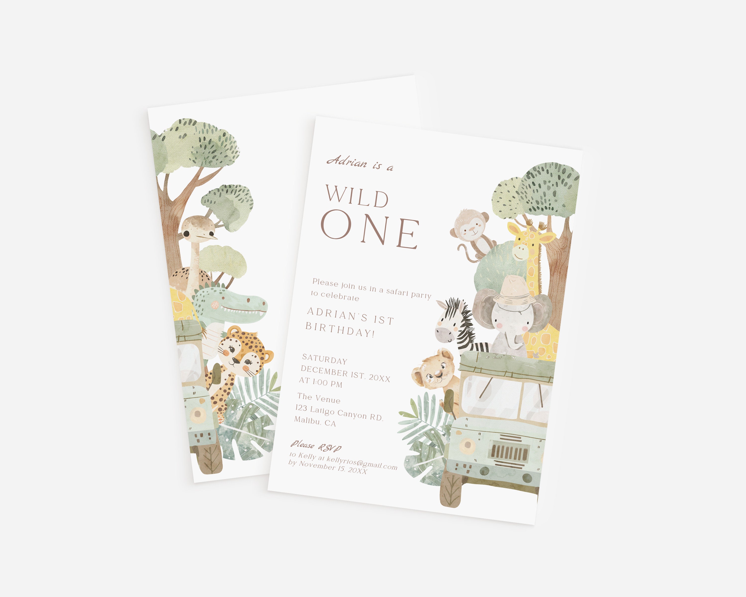Editable Safari Invitation Printable First Birthday Safari Invite ...