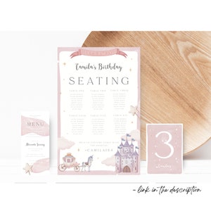 Printable Seating Chart Princess Birthday Editable Seating Plan Custom ...