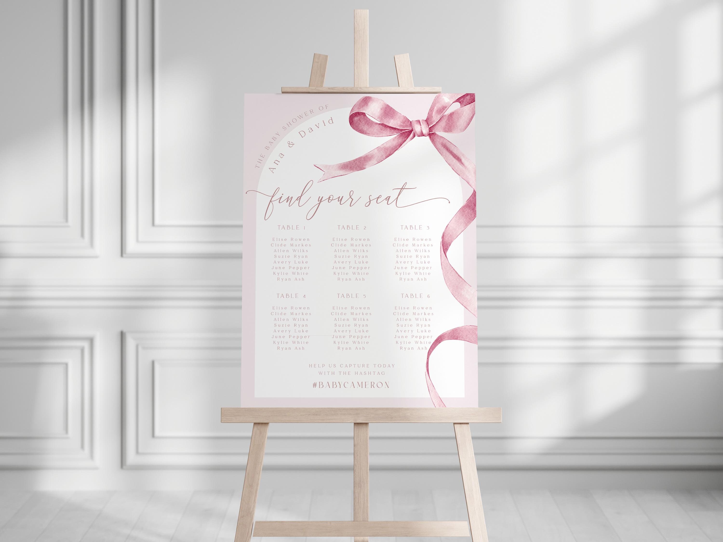 Editable Coquette Welcome Sign Printable Pink Bow Baby Shower Welcome ...